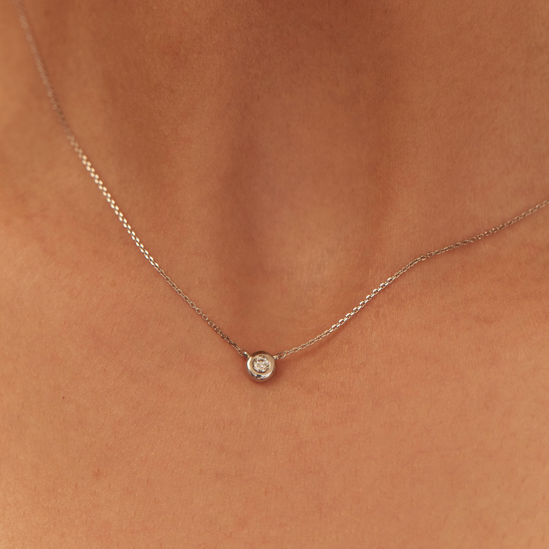 Solid White Gold Floating Diamond Necklace – Lily & Roo