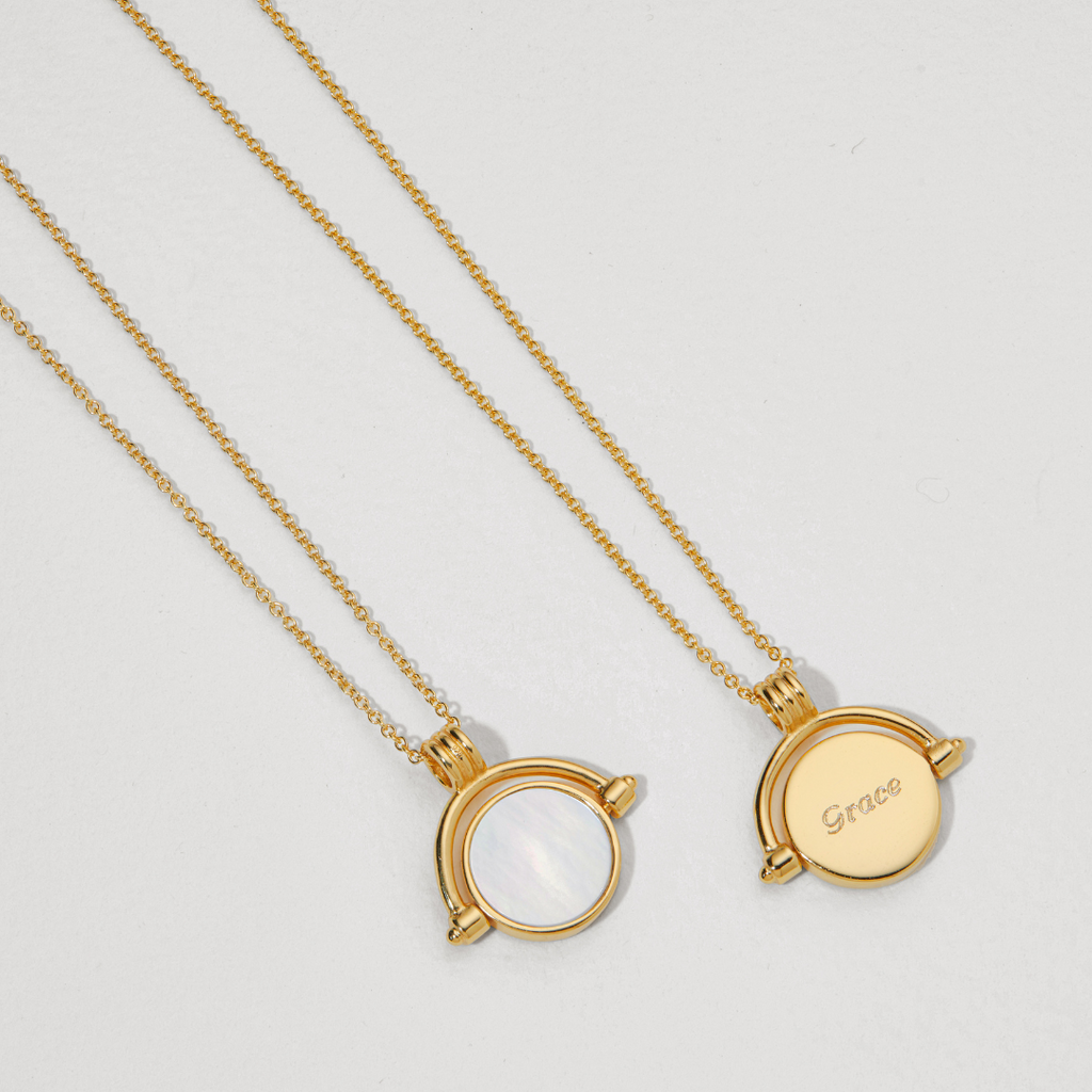 Gold Mother of Pearl Spinning Disc Necklace – Lily & Roo