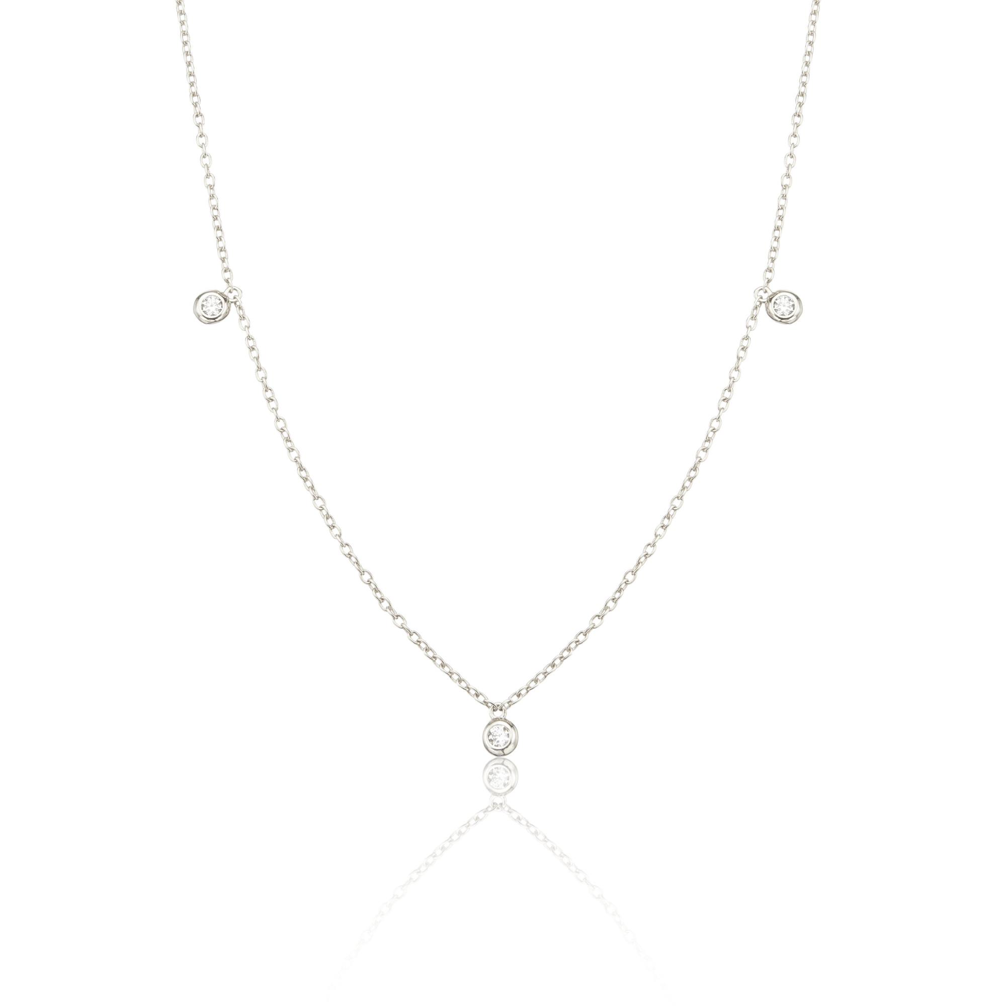 Solid White Gold Diamond Drop Necklace – LILY & ROO