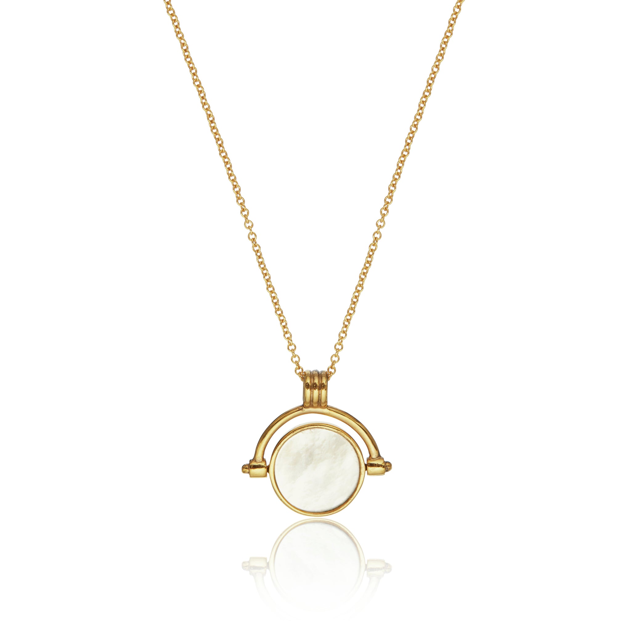 Gold Mother Of Pearl Spinning Disc Necklace – LILY & ROO