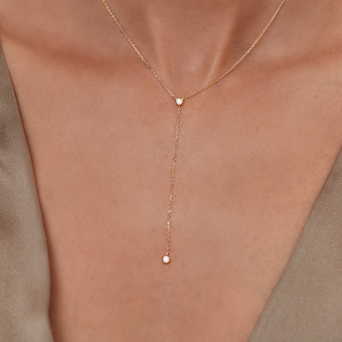 Gold Diamond Style Lariat Necklace – Lily & Roo