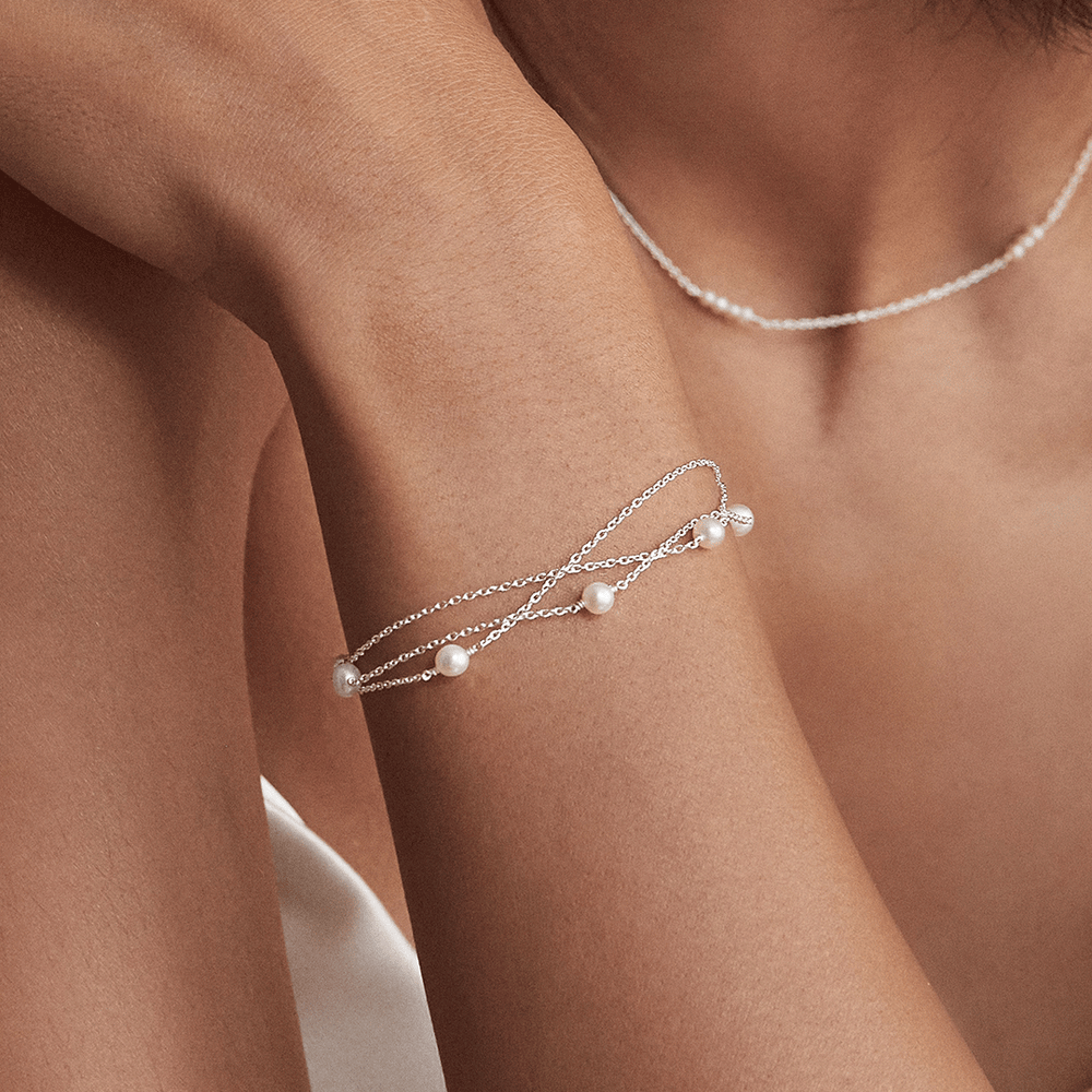 Silver Layered Pearl Bracelet – Lily & Roo