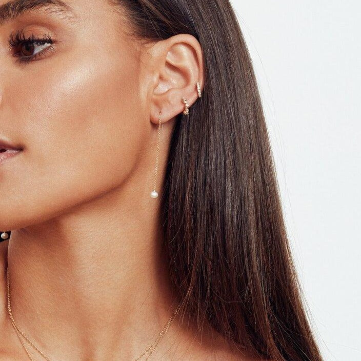 Silver Pearl Drop Ear Threaders – Lily & Roo